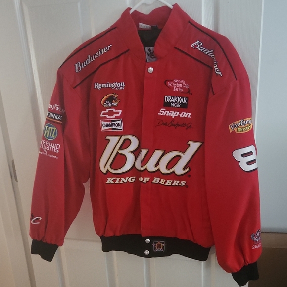 Budweiser | Jackets & Coats | Dalw Jr Budweiser Red Bomber Jacket With ...